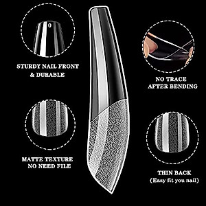 MAGIC ARMOR Coffin Gel Nail Tips - 120pcs Half Matte Long Coffin False Nails Tips Clear Acrylic Nails Coffin Shaped Ballerina Nails Tips Press On Nails Soft Gel Full Cover Coffin Nails Tips with Nail Glue for DIY Nail Extensions,12 size