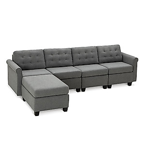 PHI VILLA Convertible Sectional Sofa for Living Room - Modular Sectional Sofa Couch with Seats Storage/Movable Ottoman