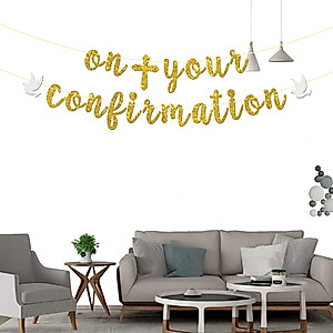 On Your Confirmation Banner First Holy Confirmation Sign Wedding Engagement Bachelorette Party Decorations Bridal Shower Party Banner