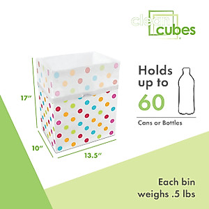 Clean Cubes 13 Gallon Disposable Trash Cans (3-Pack). Reusable Garbage and Recycling Bins for Parties, Events, and More (Polka Dot - 18" Tall x 14" Wide 10" Deep)