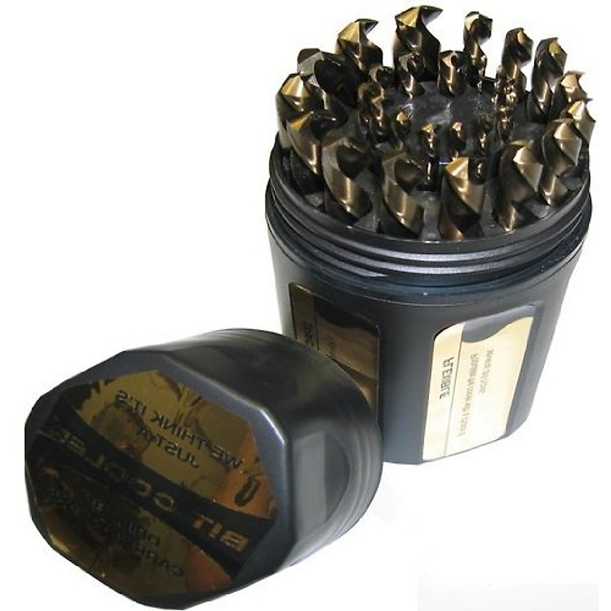 Drill America D/A29J-CO-PC 29 Piece Cobalt Steel Jobber Length Drill Bit Set in Plastic Case, Gold Oxide Finish, Round Shank, Spiral Flute, 135 Degrees Split Point (Pack of 1) by Drill America