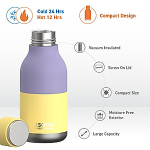 Urban Insulated and Double Walled Stainless Steel Bottle 16 Ounce by Asobu (Pastel Yellow)