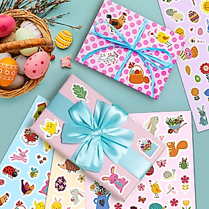 12 Sheets Easter Stickers for Kids, Easter Egg Bunny Stickers for Envelopes Cards Craft Scrapbooking Decorative, Easter Parties Favors Decorations Gift Supplies for Toddlers and Adults