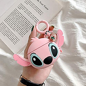 Joyleop(Q-Pink) Compatible with Airpods 1/2 Case Cover, 3D Cute Cartoon Animal Funny Fun Cool Kawaii Fashion,Silicone Character Skin Keychain Ring, Girls Boys Teens Kids,Case for Airpod 1& 2