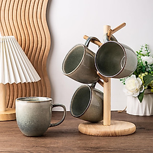 AmorArc 12oz Coffee Mugs, Ceramic Coffee Mugs set of 6 for Man, Woman, Dad, Mom, Modern Coffee Mugs with handle for Latte/Cappuccino/Milk/Cocoa. Dishwasher&Microwave Safe, Reactive Glaze