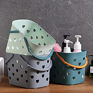 Anyoifax 2 Pack Portable Shower Caddy Tote Plastic Storage Basket with Handle Box Organizer Bin for Bathroom, Pantry, Kitchen, College Dorm, Garage, Set of 2 - Pink & Blue