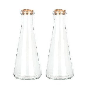 Magic Season Decorative Glass Bottles with Cork Stoppers (12 fl oz. Tapered Bottles / 2 Pcs)