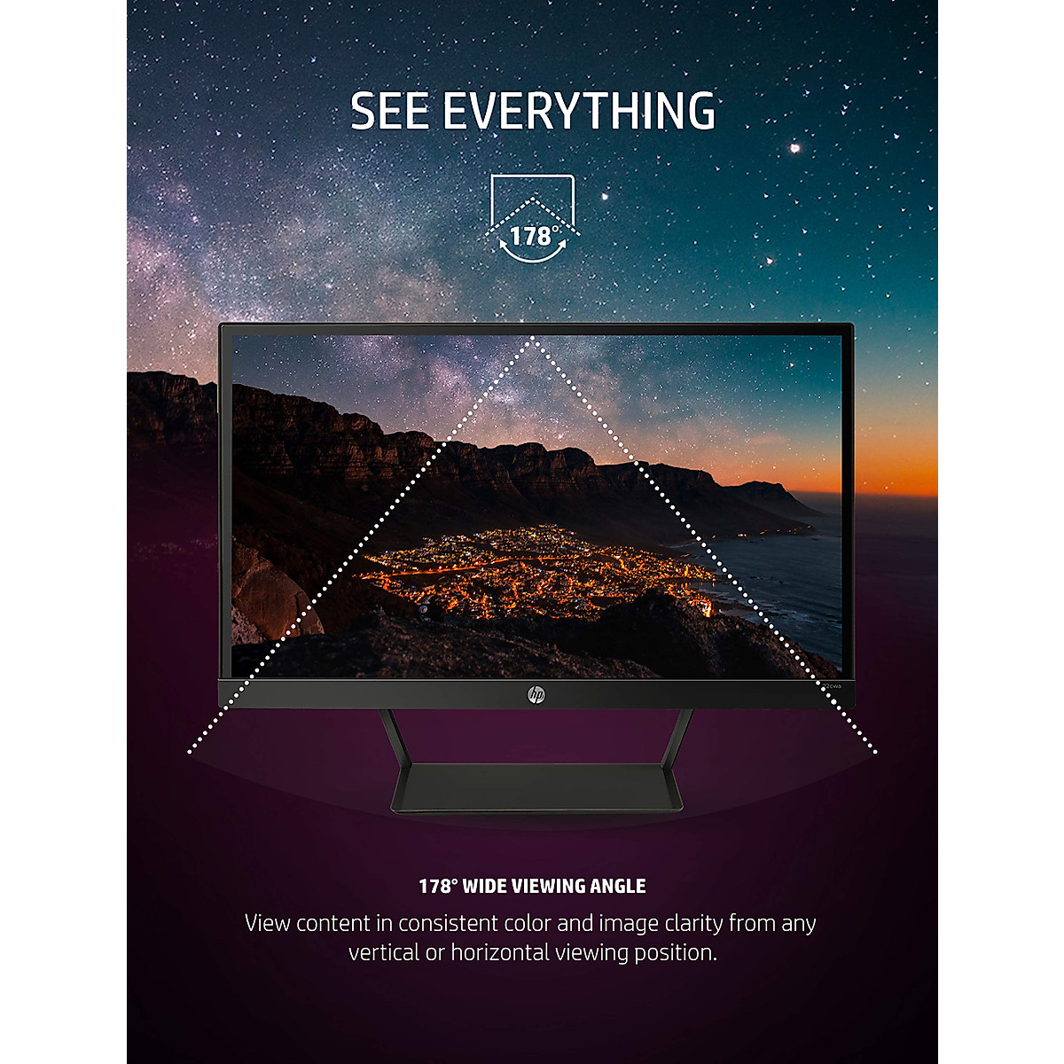 HP Pavilion 22CWA 21.5 IPS LED Monitor 1920x1080 Full HD HDMI VGA (Renewed)