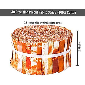 Soimoi 40Pcs Tie Dye Print Cotton Precut Fabrics for Quilting Craft Strips 2.5x42inches Jelly Roll - Orange