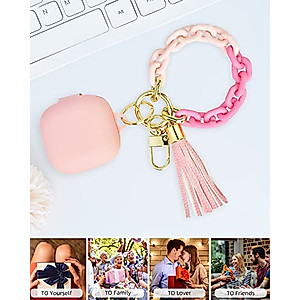 Beats Fit Pro Case with Keychain, ORATYFAN Silicone Shock-Absorbing Protector Cover for Apple Beats Fit Pro, Portable Protective Earbuds Case Accessories for Women Girls (Pink)