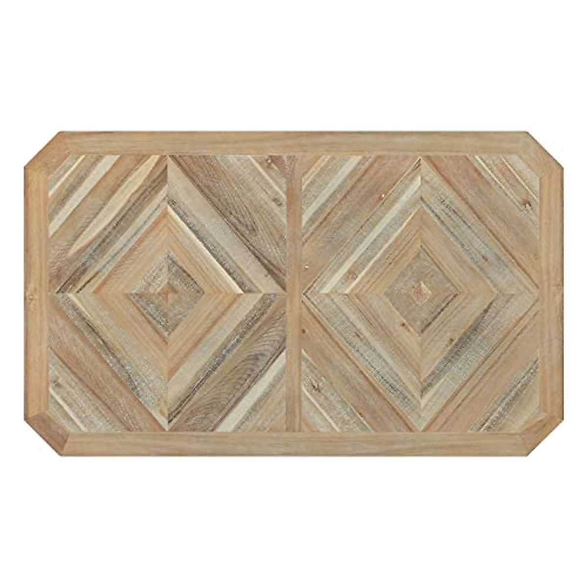 Goohome 6-Piece Rubber Dining Table Set, with Beautiful Grain Pattern Tabletop Solid Veneer and Soft Cushion, Bench Family Furniture for Home, Apartment, Kitchen, Natural Wood Wash