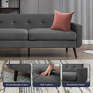 ZAFLY 80inches Loveseat Sofa Couch,Futon Sofa Modern Button Tufted Upholstered Couch Furniture with 5.9" Upholstered Cushion for Living Room Bedroom Office Apartment (Dark Gray)