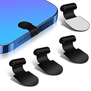 TIESOME Type C Port Dust Plugs, 4Pcs USB C Dust Cover Caps Phone Type-C Anti Dust Charging Port Plug Silicone Dust Protectors with Removable Adhesive Compatible with Laptop Smartphones (Black)