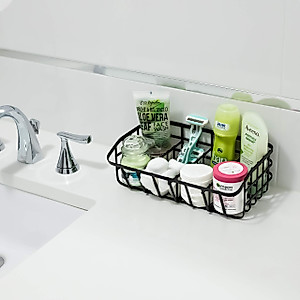 Baflan Tea Bag Organizer Caddy - Metal Tea Box Storage Holder for Tea, Cups, Pods, Packets, Condiment Accessories - Black