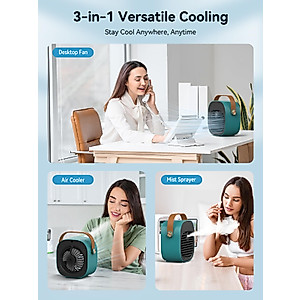2024 Air Conditioner Portable- Rechargeable Personal Air Cooler with 3 Speeds, Mini Air Conditioner Fan, Quiet Desk Cooling Fan for Home, Bedroom, Travel, Office, Outdoor, Indoor