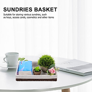 STOBAZA Wicker Storage Baskets, Hand Woven Paper Rope Wicker Baskets, Small Rectangular Wicker Baskets for Organisation, Cube Organiser for Closet/Clothes/Dresser