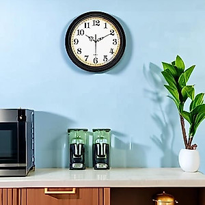 Yoiolclc Wall Clock Silent Non-Ticking Retro Wall Clocks Classic Battery Operated for Kitchen, Bedroom, Classroom Decor (12 Inch, Black)