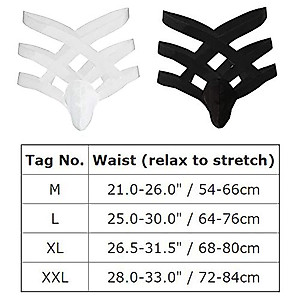 FYMNSI Men’s Sexy Bandage G-String Bulge Pouch Briefs Thong T-Back Strap Bikini Underwear Sleepwear Lingerie Underpants Black L