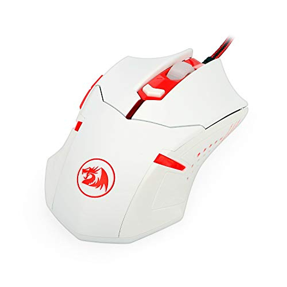 Redragon M601AW Wired 6 Button Gaming Mouse Red LED Backlit Ergonomic Programmable Mouse Centrophorus with Weight Tuning Set 3200 DPI for Windows PC (White)