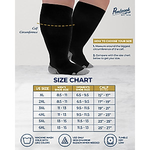 Pembrook Plus Size Compression Socks Wide Calf - Up to 6XL | Black Wide Calf Compression Socks Women Plus Size | Circulation Support Extra Wide Calf Compression Socks