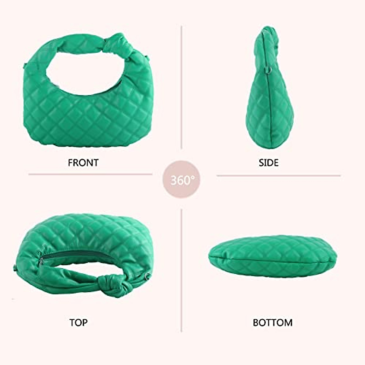 ELDA Knotted Handbag for Women Dumpling Bag Quilted Clutch Handbag Cloud Purse Fashion Ruched Bag Handmade Leather Hobo Bag