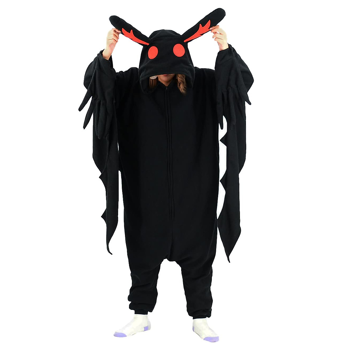 Mothman Halloween Onesie Adult Pajamas Cosplay Animal Homewear Sleepwear Jumpsuit Costume for Women Men