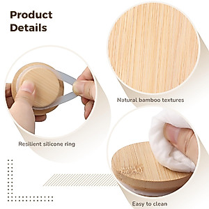 yeesport 12 PCS Yogurt Jar Lids, 2.6 Inches Bamboo Jar Lids for Yogurt Jars, Food Fruit Candy Can Lids with Silicone Sealing Rings, Yogurt Jar Lids With DIY Function