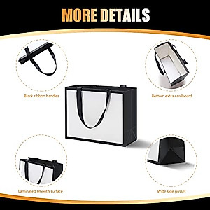 Black and White Gift Bags, YACEYACE 20Pcs 10.5"x4.25"x8" Whie and Black Gift Bags Bulks White Gift Bags with Ribbon Handles White Paper Bags Black and White Gift Bags for Wedding, Birthday, Baby Shower, Party