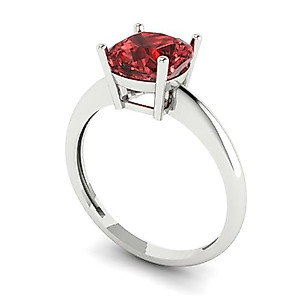 Clara Pucci 2.0 ct Cushion Cut Solitaire Natural Garnet Bridal Designer Anniversary Engagement Ring 14k White Gold 8