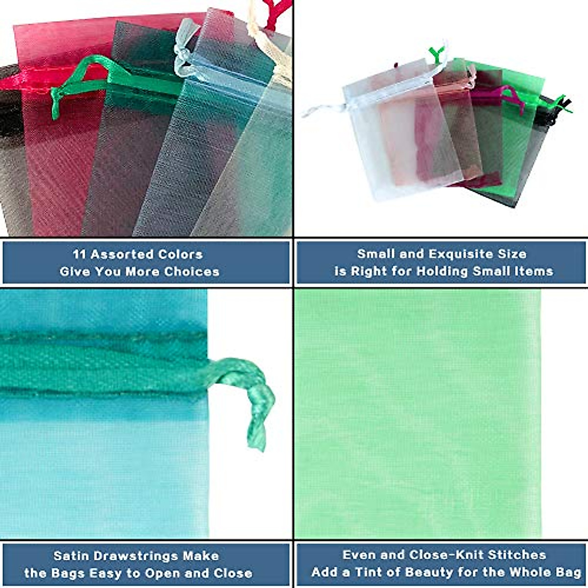 SumDirect 110Pcs 2.7x3.5 inches Mixed Color Sheer Drawstring Organza Jewelry Pouches Wedding Party Christmas Favor Gift Bags (Mixed Color)