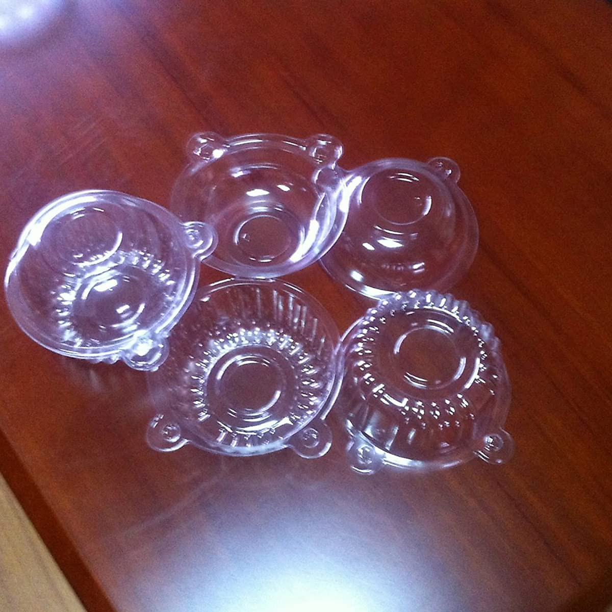 Skydume 100 PCS Plastic Single Individual Cupcake Muffin Dome Holders Cases Boxes Cups Pods