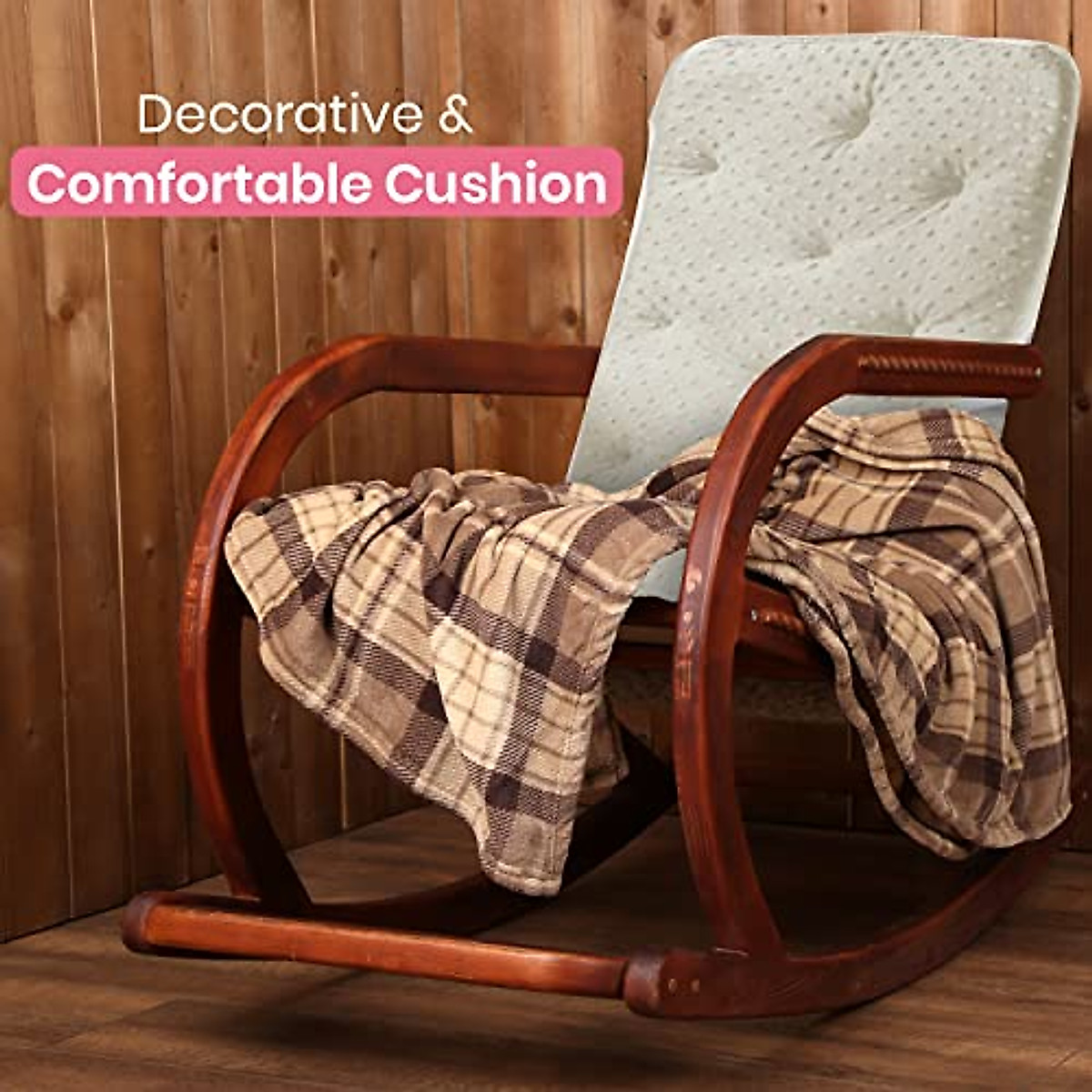 Baby Doll Bedding Heavenly Soft Adult Rocking Non-Slip Chair Pads - Two-Piece Rocking Chair Cushion Pads for Adults - Machine Washable, For Home Application - Rectangular (Ivory)