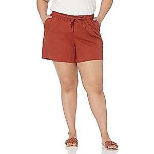 Amazon Essentials Women's 5" Inseam Drawstring Linen Blend Short (Available in Plus Size), Terracotta, 2X