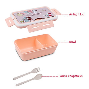 G-Ahora Versatile 2-Compartment Bento Boxes, Lunch Box, Leak-Proof Lunchbox Bento Box with Utensil Set for Dining Out, Work, Picnic