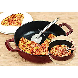 La Cuisine 3110MB Enameled Cast Iron Covered Braiser, Saute Pan Casserole Pan, 3.75 Quart (QT) - Matte Black Enamel Interior, Cranberry Porcelain Enamel Coating Finish Exterior