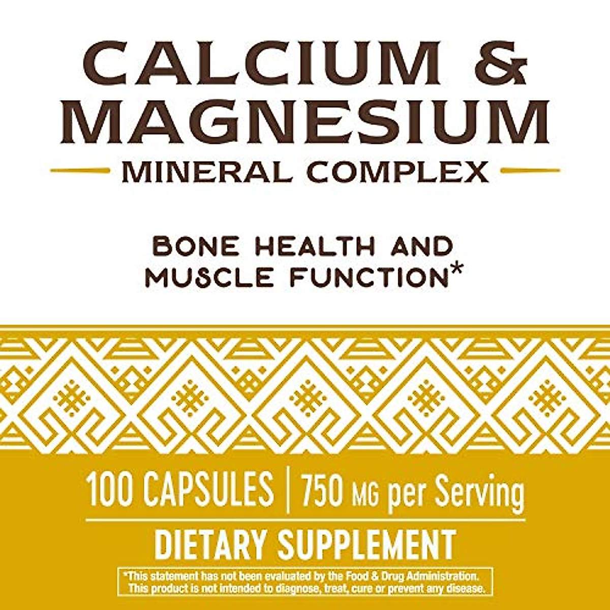 Nature's Way Calcium & Magnesium Mineral Complex, Supports Bone Health*, 750 mg per serving, 100 Capsules
