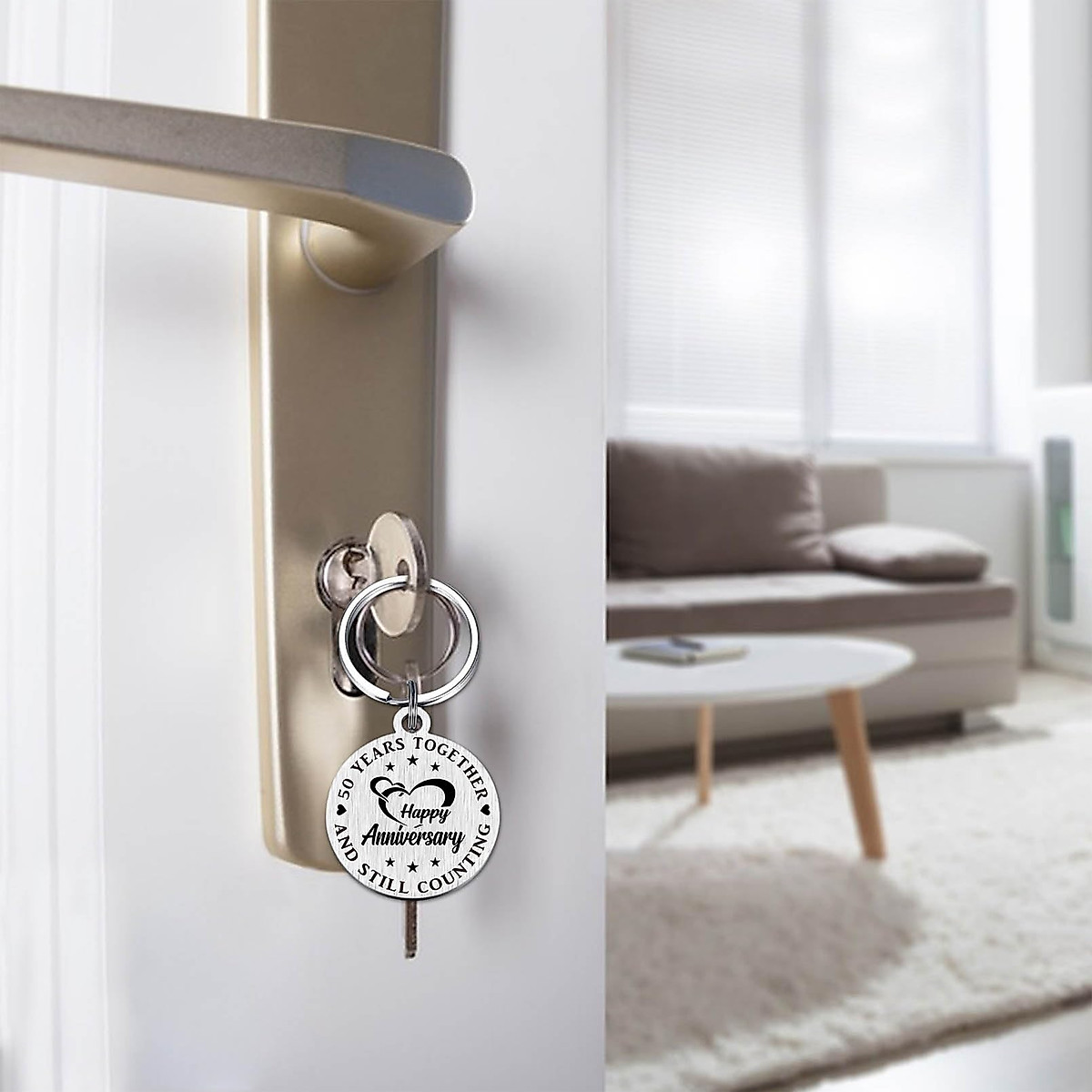 Levole 50th Anniversary Keychain Gifts - 50th Anniversary Keychain Gift Ideas, Happy 50 Year Anniversary for Husband Wife