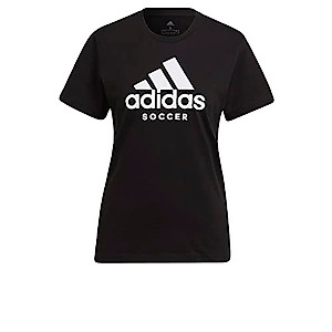 adidas Women's Soccer Logo Tee, Black, X-Small