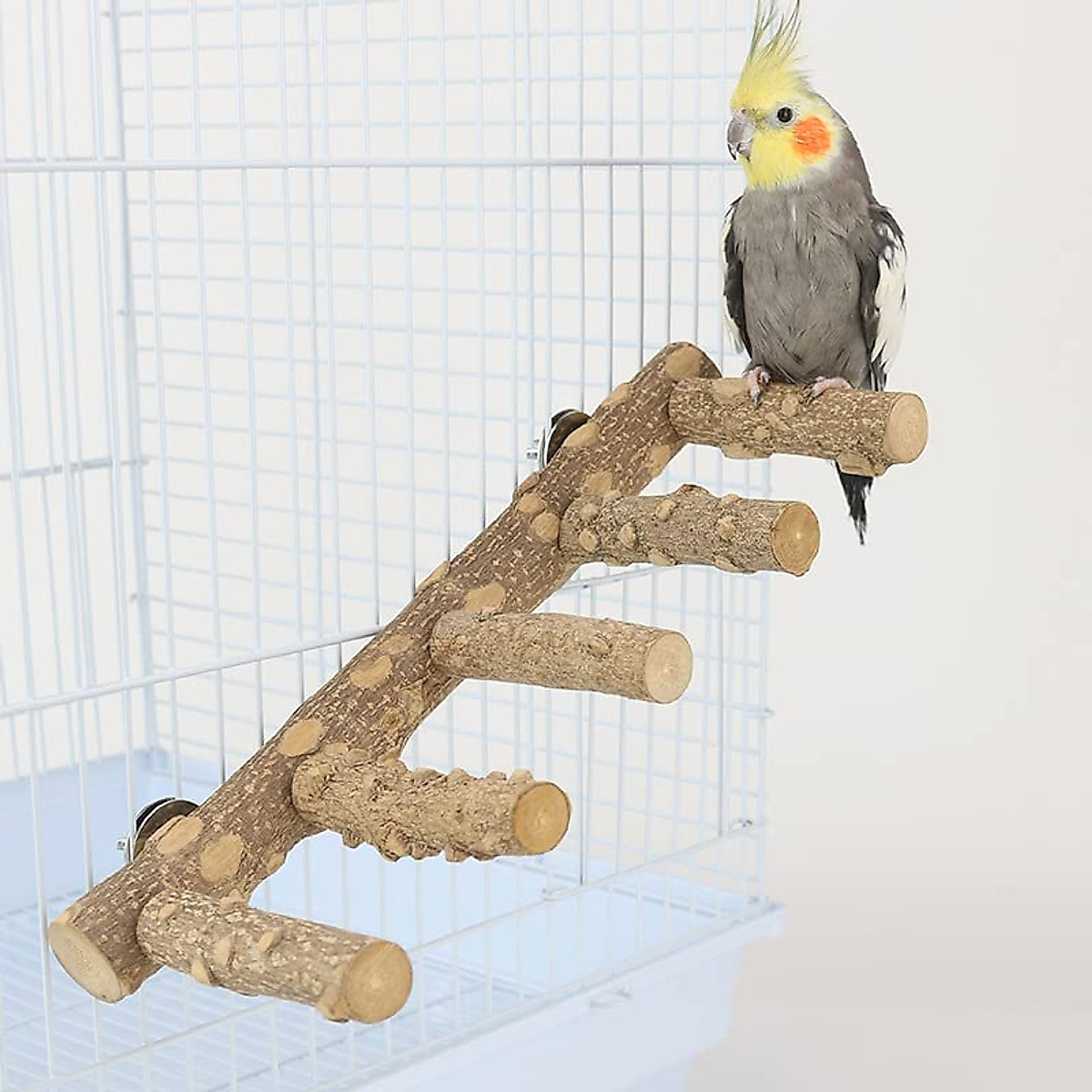 AWXZOM Natural Wood Bird perches Bird Ladder Perch Parrot Ladder Hamster Climbing Toys Nature Wood Stand Parrot Chew Toy for Small Animal