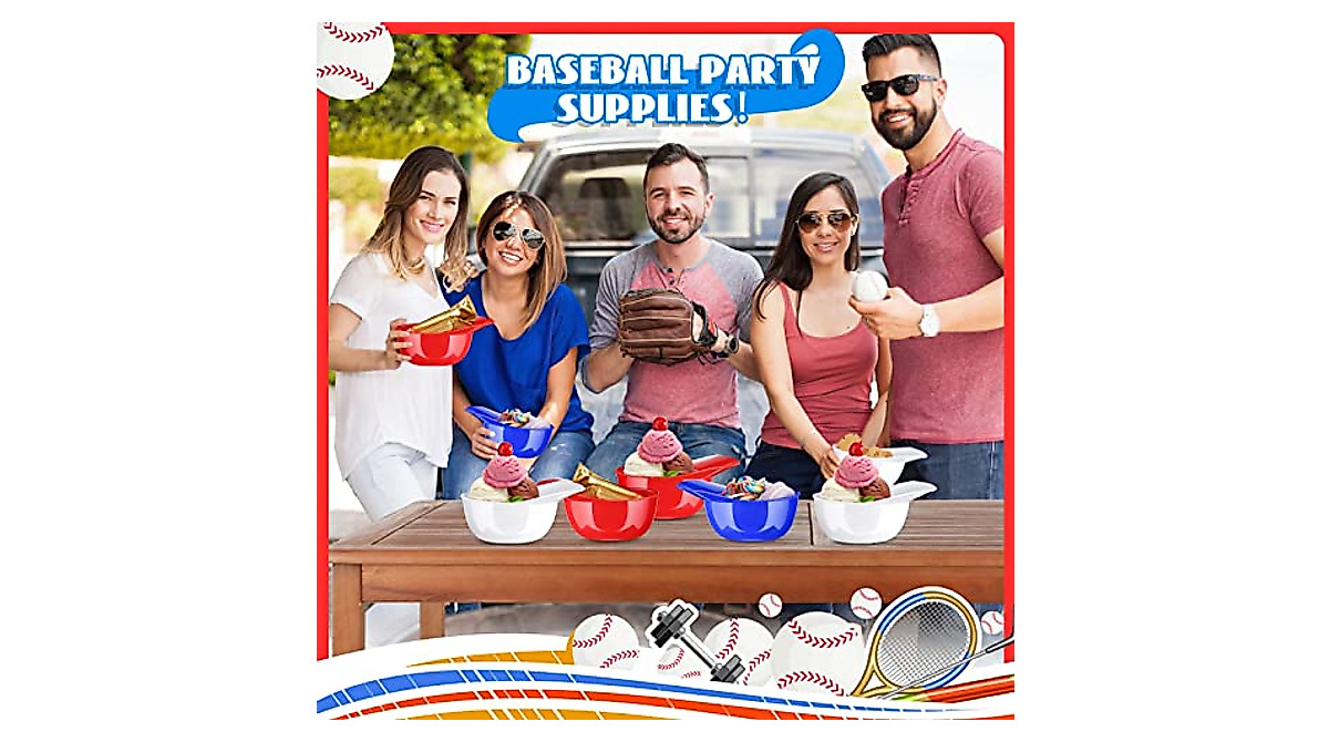 18 Pack Plastic Baseball Cap Bowls for Kids' Parties and Snacks