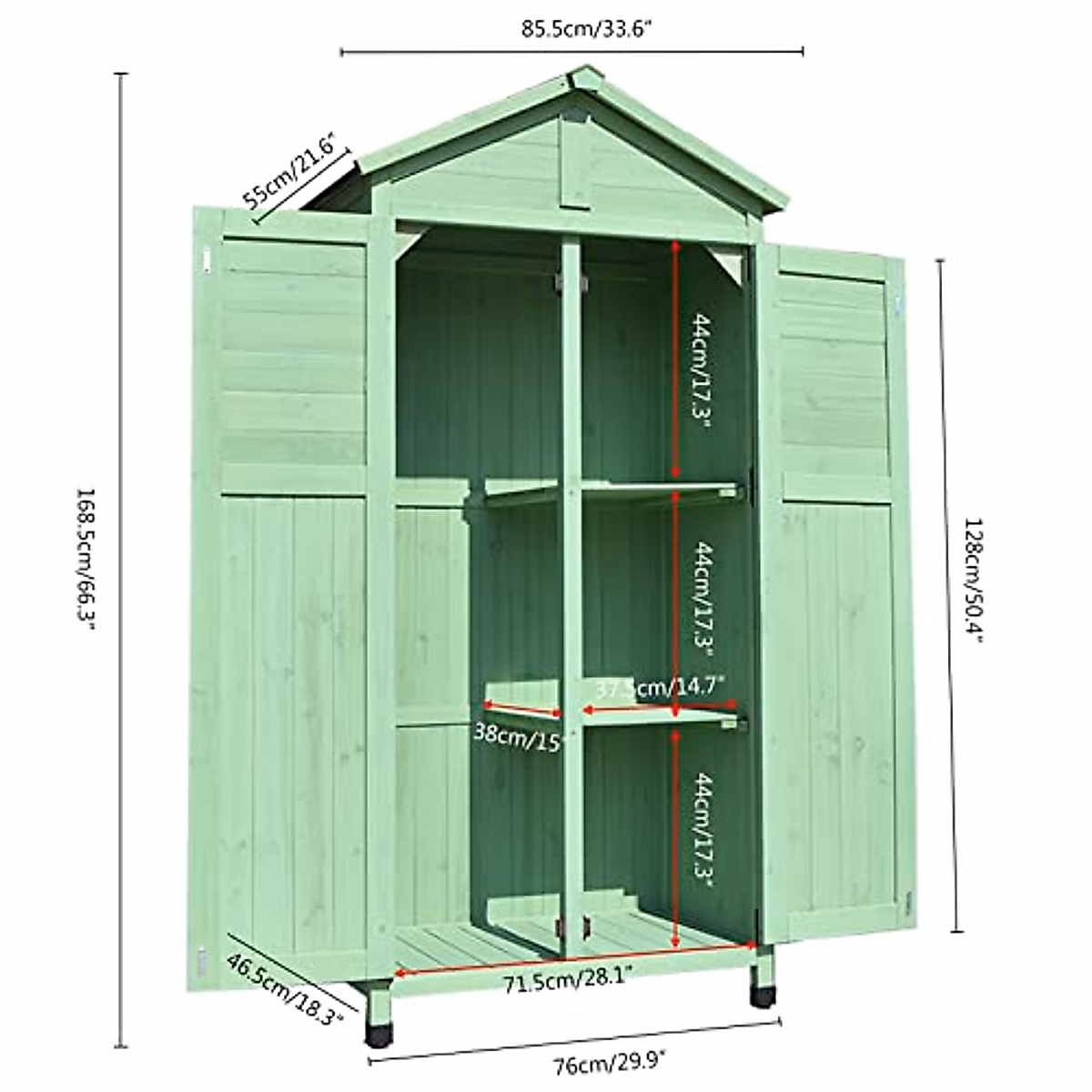 Wooden Garage Storage Shed, Waterproof Backyard Tool Storage Cabinet ...