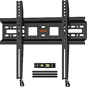 ELIVED Fixed TV Wall Mount Bracket, Low Profile TV Mount for Most 26-55 Inch LED, LCD and Plasma Flat Screen TVs, Ultra Slim TV Bracket, Max VESA 400x400mm, 99 lbs. Fits 12"-16" Wood Studs. YD3006
