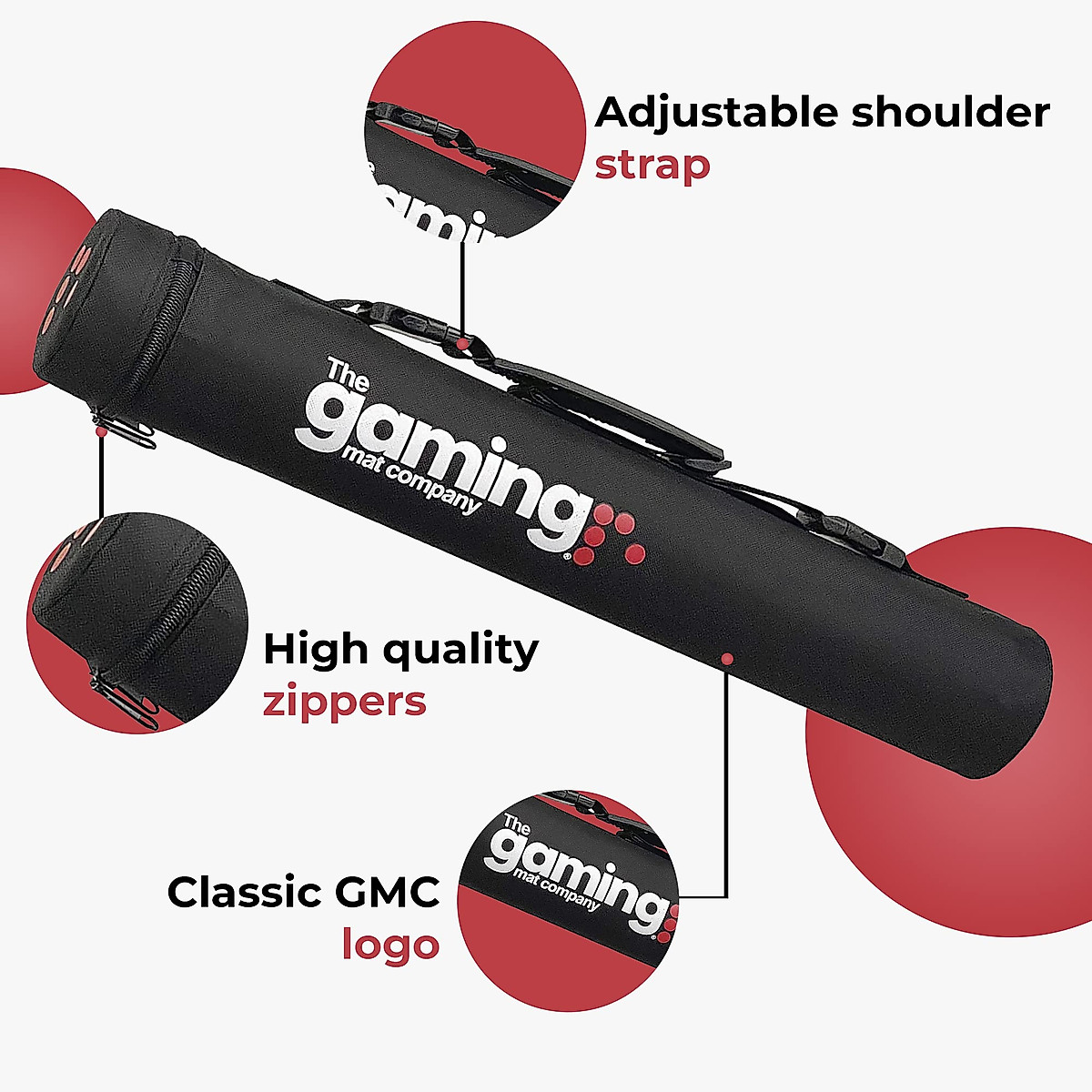 The Gaming Mat Company 2 Player Compatible Pokemon Playmat for Pokemon Cards- 28" x 18" x 0.16" Black & Red Battle Mat Stadium Board & Carry Case/Tube