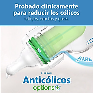 Dr. Brown’s Natural Flow® Anti-Colic Options+™ Narrow Baby Bottles 8 oz/250 mL, with Level 1 Slow Flow Nipple, 4 Pack, 0m+