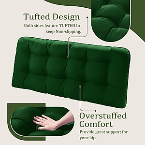 LOVTEX Tufted Bench Cushions for Outdoor Furniture Waterproof, 44 x 19 InchesPatio Swing Cushions Green - Overstuffed Indoor/Outdoor Loveseat Cushions with Round Corner