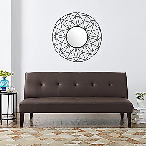 Naomi Home Tufted Futon Sofa Bed, Faux Leather Futon Couch, Modern Convertible Folding Sofa Bed Couch with Wooden Legs, Reclining Small Couch Bed, Durable and Sturdy Futon, Espresso