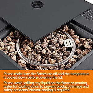 Yaheetech 28 in Outdoor Gas Fire Pit Table with Glass Wind Guard, Lava Rocks and Lid, 50,000 BTU Square Propane Fire Pit for Patio Party Garden Backyard Deck, Heavy Duty Gas Firepit, Black