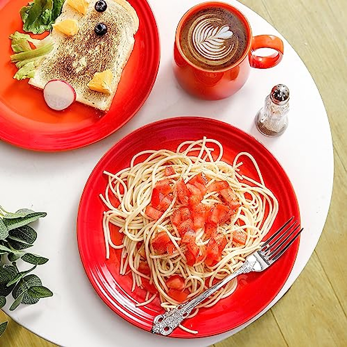 Hasense Dinner Plates, 10 Inch Large Salad Plates for Kitchen, Stoneware Dinnerware Dish Sets, Microwave, Oven, and Dishwasher Safe, Scratch Resistant, Gradient Orange