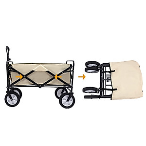 Folding Wagon Cart, Large Capacity Collapsible Utility Camping Cart, Collapsible Folding Outdoor Utility Wagon