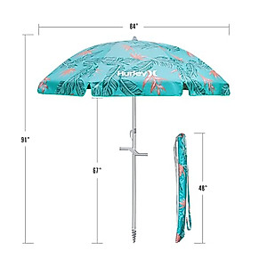Hurley 7' Beach Umbrella, State Beach Aqua